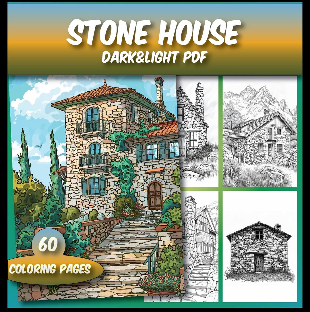 Tranquil Retreats:45 Stone House Coloring Pages for Stress Relief ...
