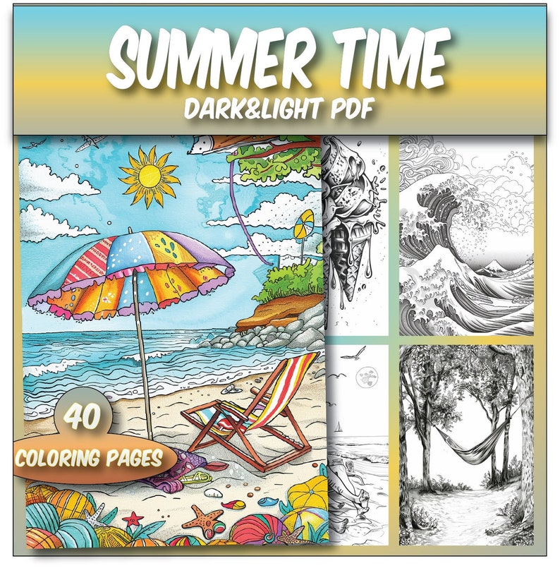 40 Summer Times Coloring Pages,summer Grayscale Coloring Pages for Kids ...