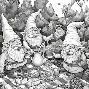 35 Happy Garden Gnomes Coloring Pages,grayscale Coloring Pages, Happy ...