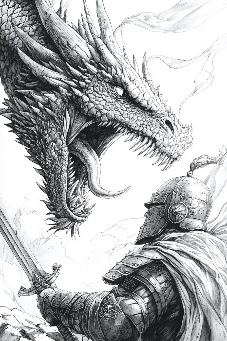 32 Angry Dragons Coloring Pages, Grayscale Coloring Sheets, Adults ...