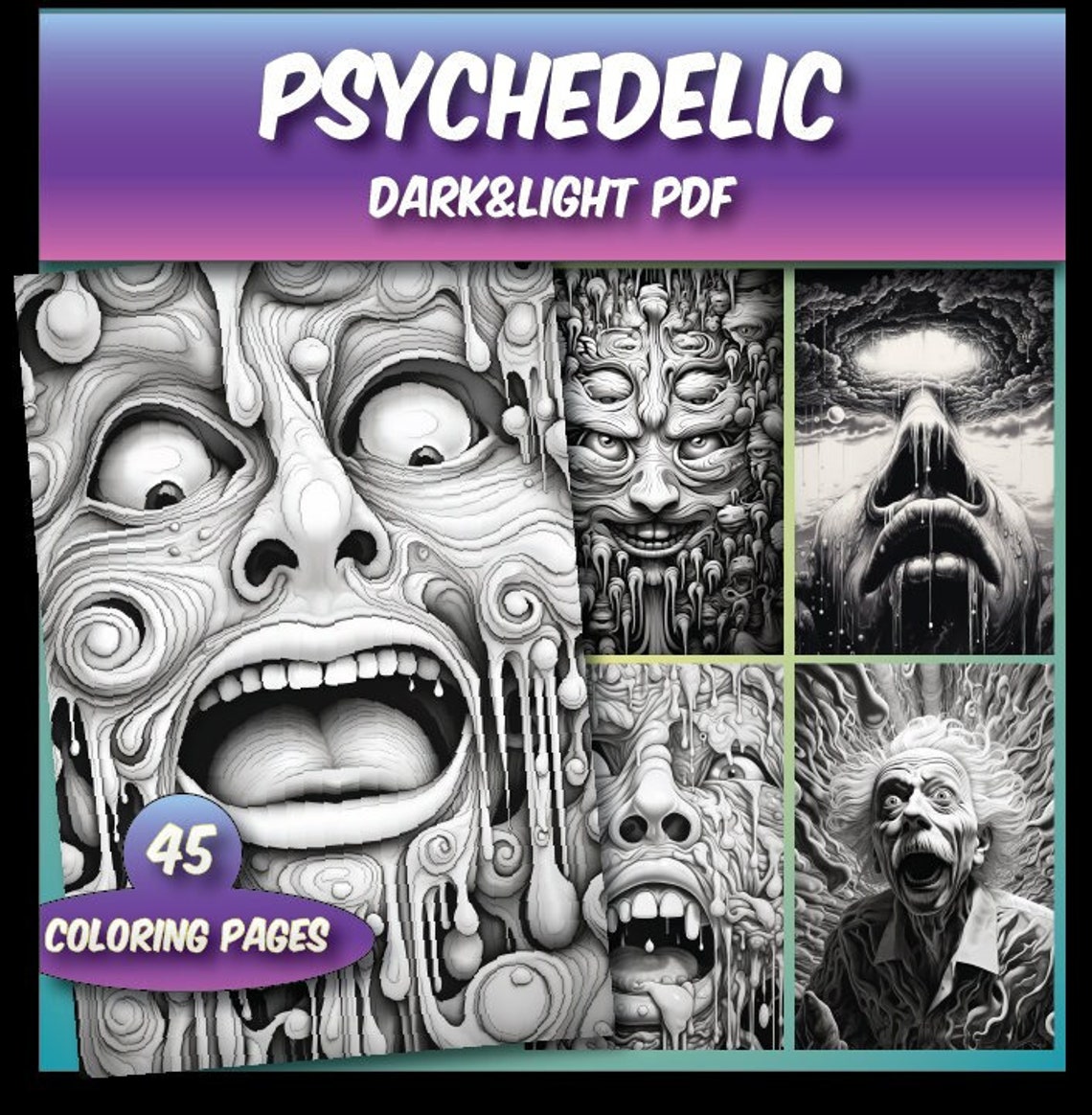 45 Trippy Psychedelic Coloring Pages for Adults, Dripping Faces ...