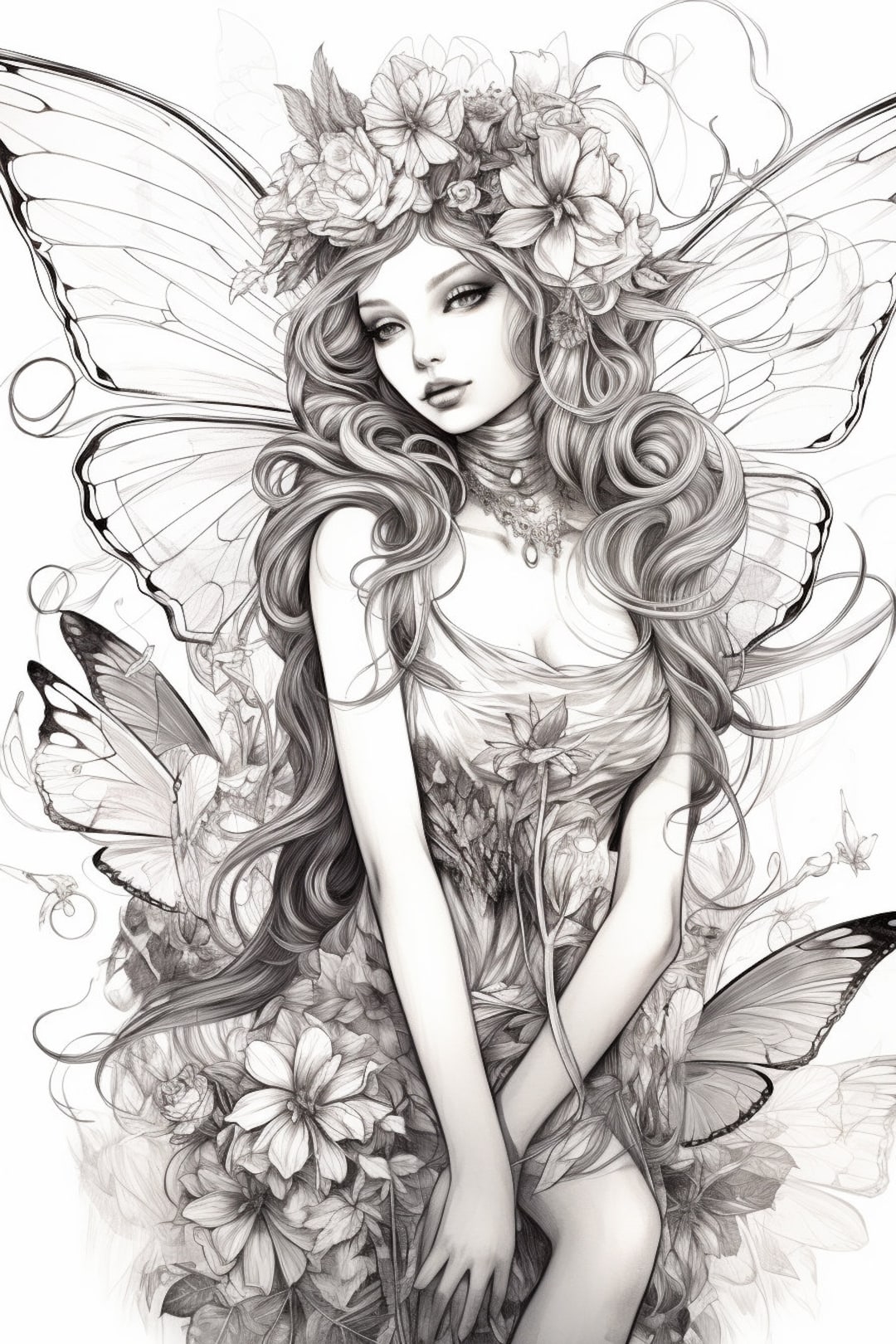 50 Mystical Fairy Places Coloring Pages, Fantasy Coloring Book, Fairy ...