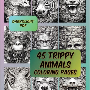 45 Trippy Animals Coloring Pages,psychedelic Coloring Sheets,adults ...