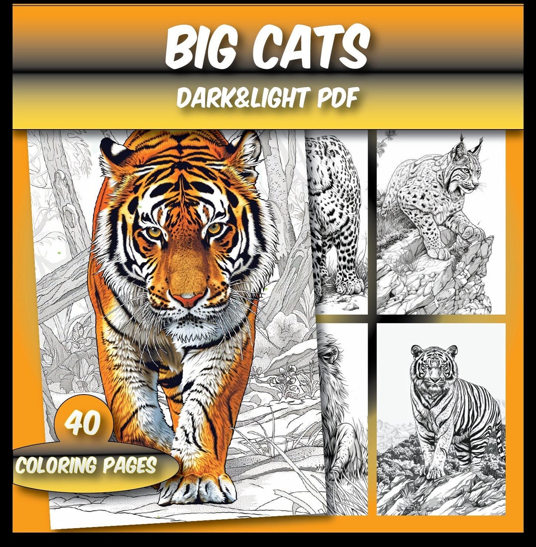 40 Big Cats Coloring Pages , Lion Coloring Sheets, Tiger Grayscale ...