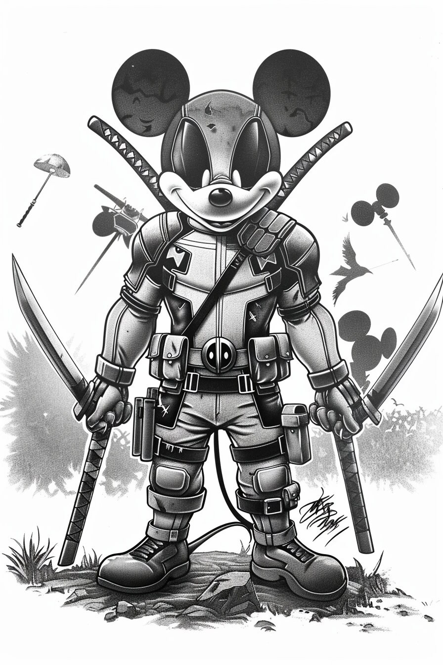 Super Mickey :A Marvel-dc Coloring Collection,35 Adults Grayscale ...