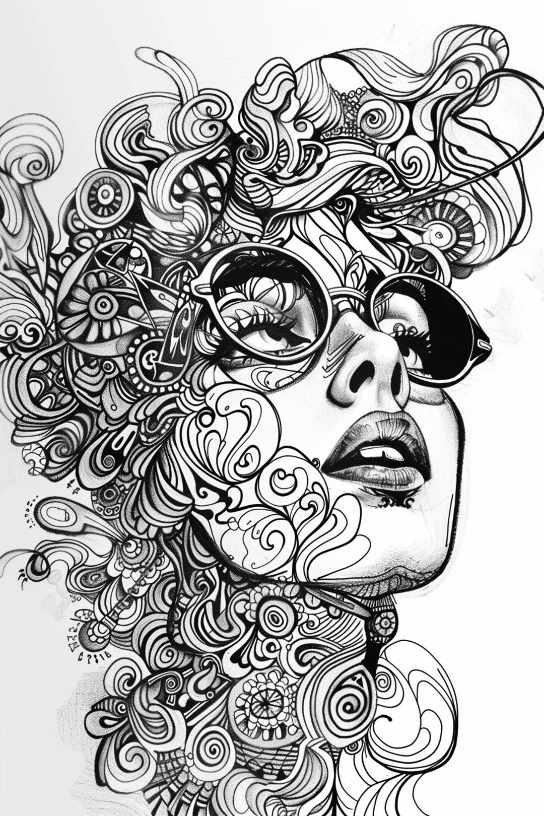 35 Trippy Women Coloring Pages: 35 Women Coloring Pages, Instant ...