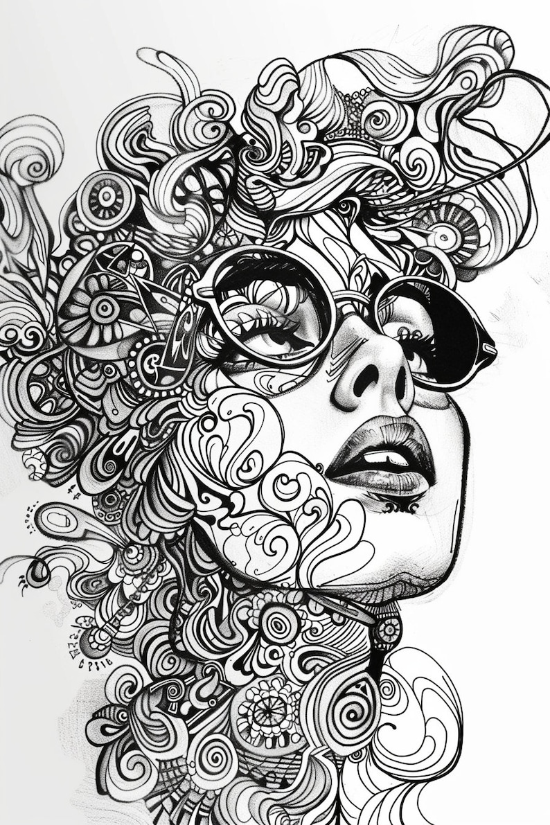 35 Trippy Women Coloring Pages: 35 Women Coloring Pages, Instant ...
