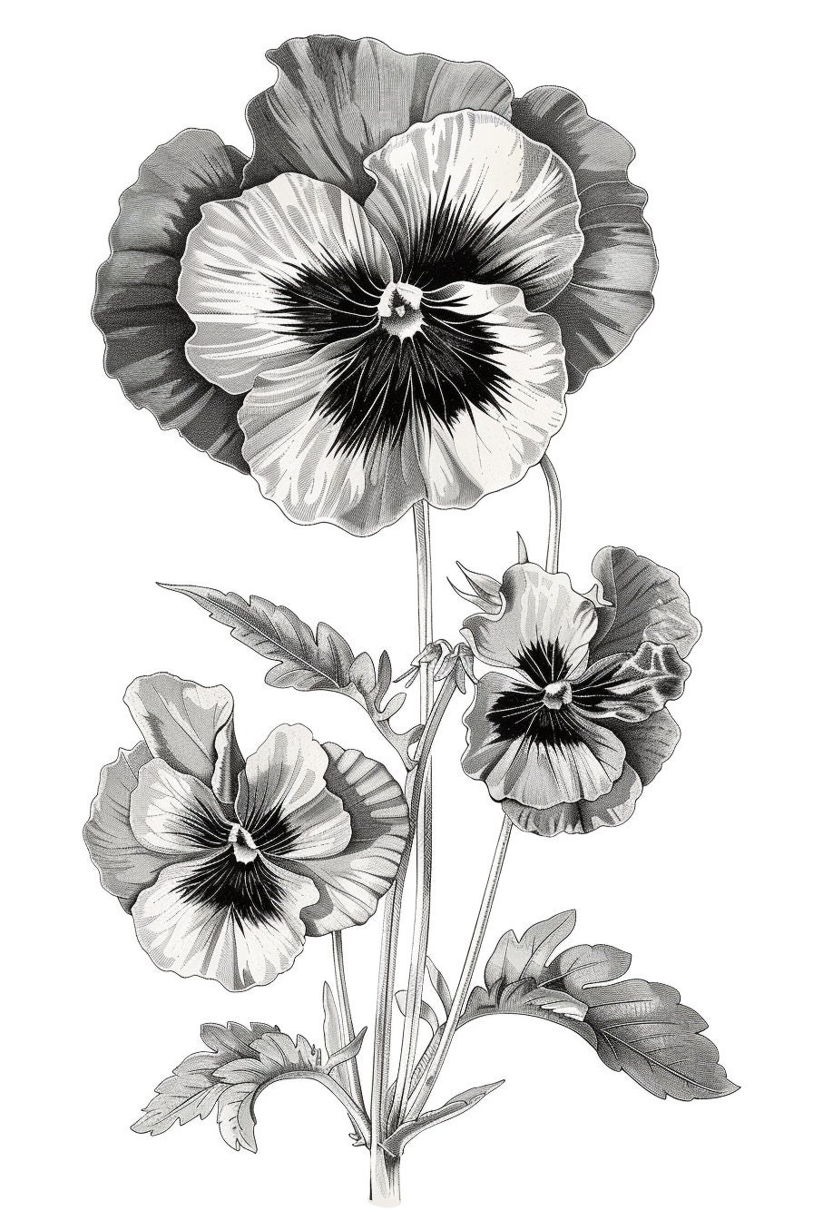 40 Flowers Coloring Pages, Floral Grayscale Coloring Sheets, Floral ...