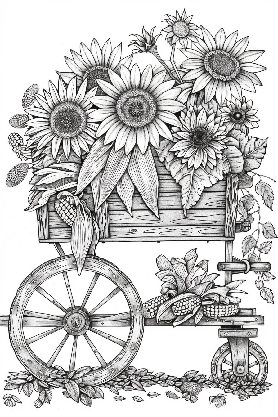 40 Wagons Coloring Pages,floral Wagon Coloring Pages for Adults and ...