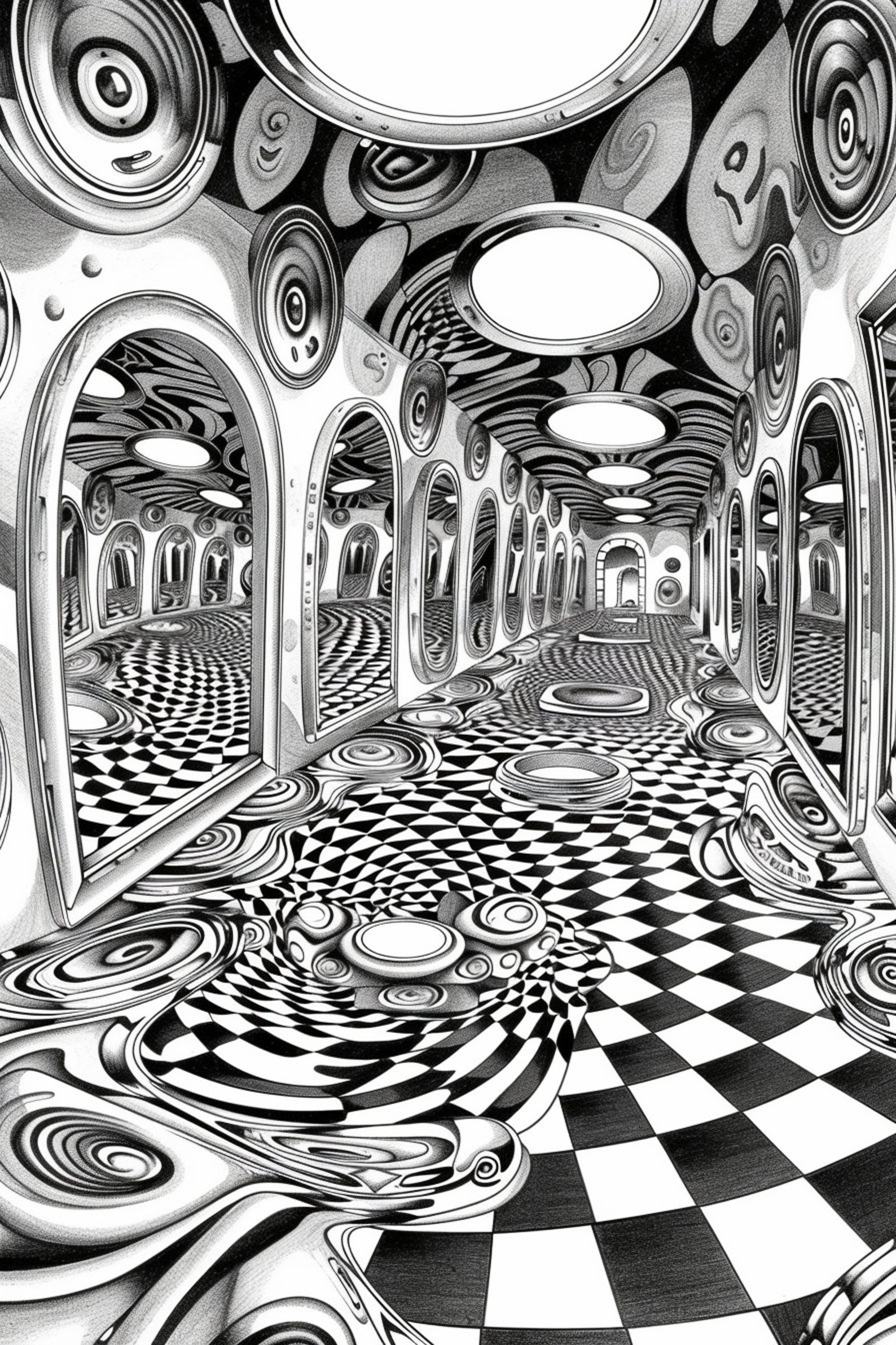 Dreamscapes: 40 Grayscale Surreal Coloring Pages for Adults and Kids ...
