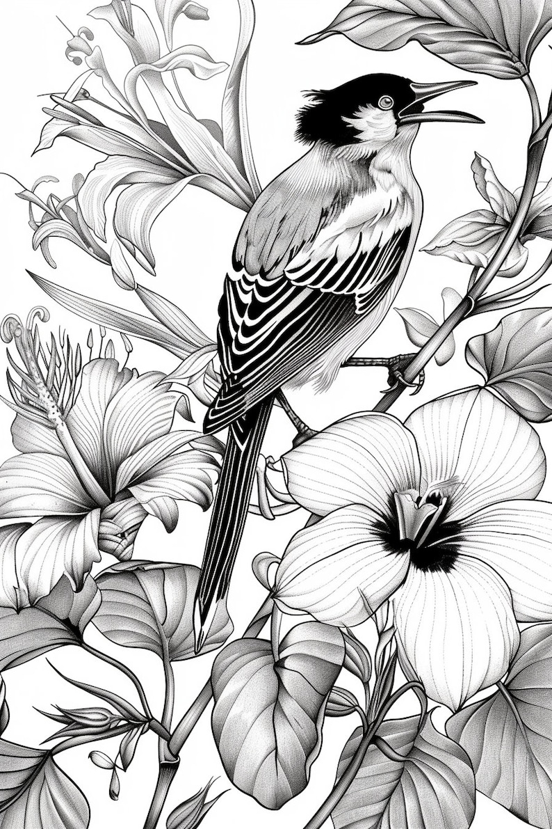 35 Beautiful Birds Coloring Pages, Parrot Coloring Pages, Digital ...
