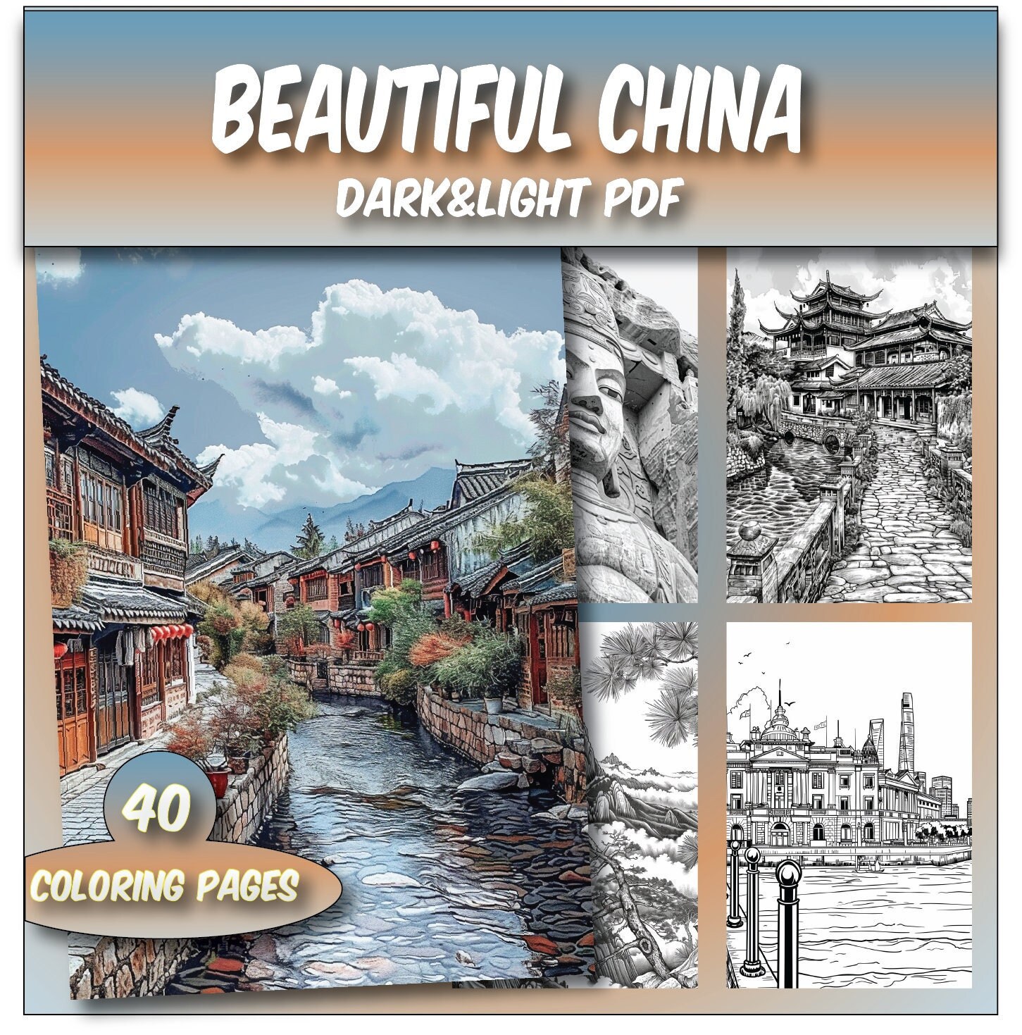 Beautiful China : 40 Coloring Pages of Iconic Landscapes and ...