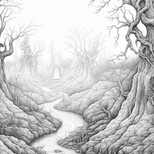 50 Magical Paths Coloring Pages ,greyscale Coloring Pages for Adults ...