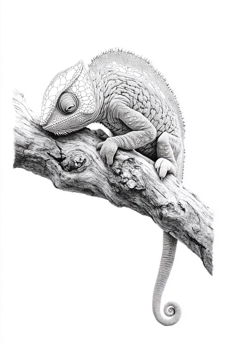 40 Cameleon Coloring Pages for Adults,chameleon Coloring Book ...