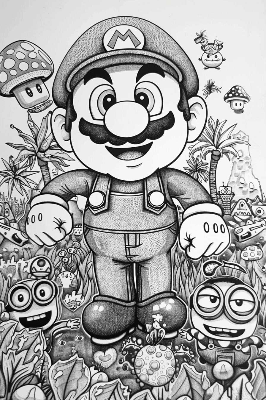 50 Shrooming With Mario Coloring Pages, Trippy Super Mario Coloring ...