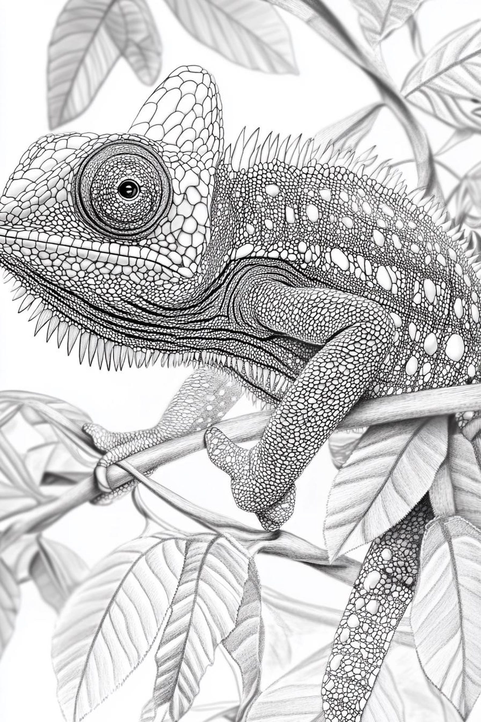 40 Cameleon Coloring Pages for Adults,chameleon Coloring Book ...