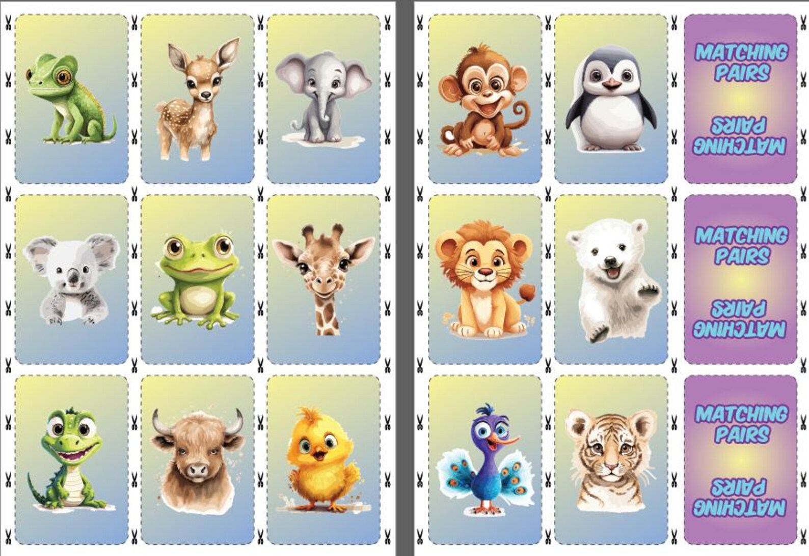 Animals Memory Game, DIY Memory Game, Kids Activity - Etsy