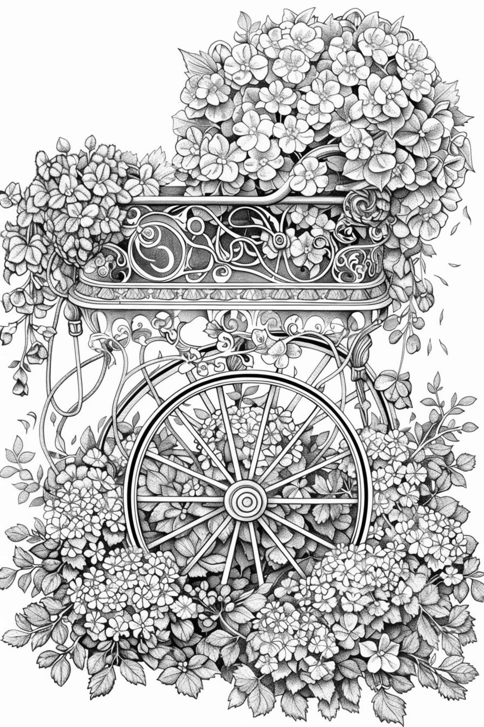 40 Wagons Coloring Pages,floral Wagon Coloring Pages for Adults and ...
