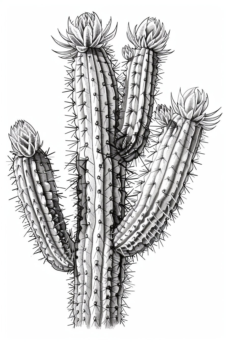 35 Succulents Coloring Pages, Cactus Coloring Pages, Floral Grayscale ...