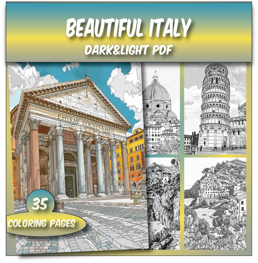 35 Italy Coloring Pages, Italian Iconic Landscapes and Architecture ...