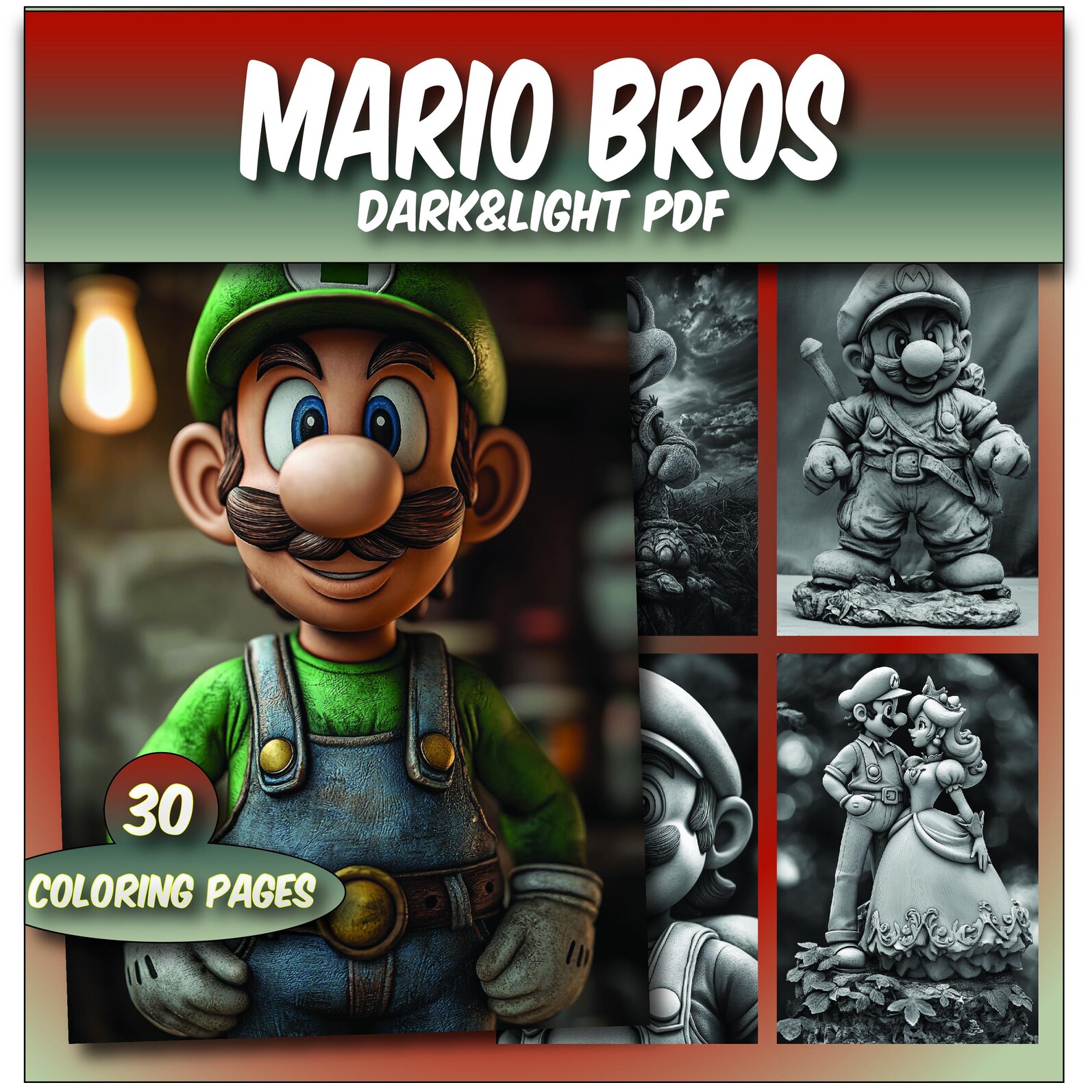 30 Super Mario Coloring Pages ,mario and Luigi Coloring Book, Grayscale ...