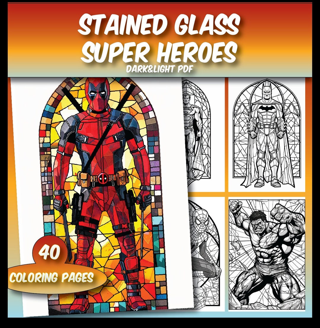 Super Heroes in Stained Glass:a Marvel-dc Coloring Collection,40 Adults ...