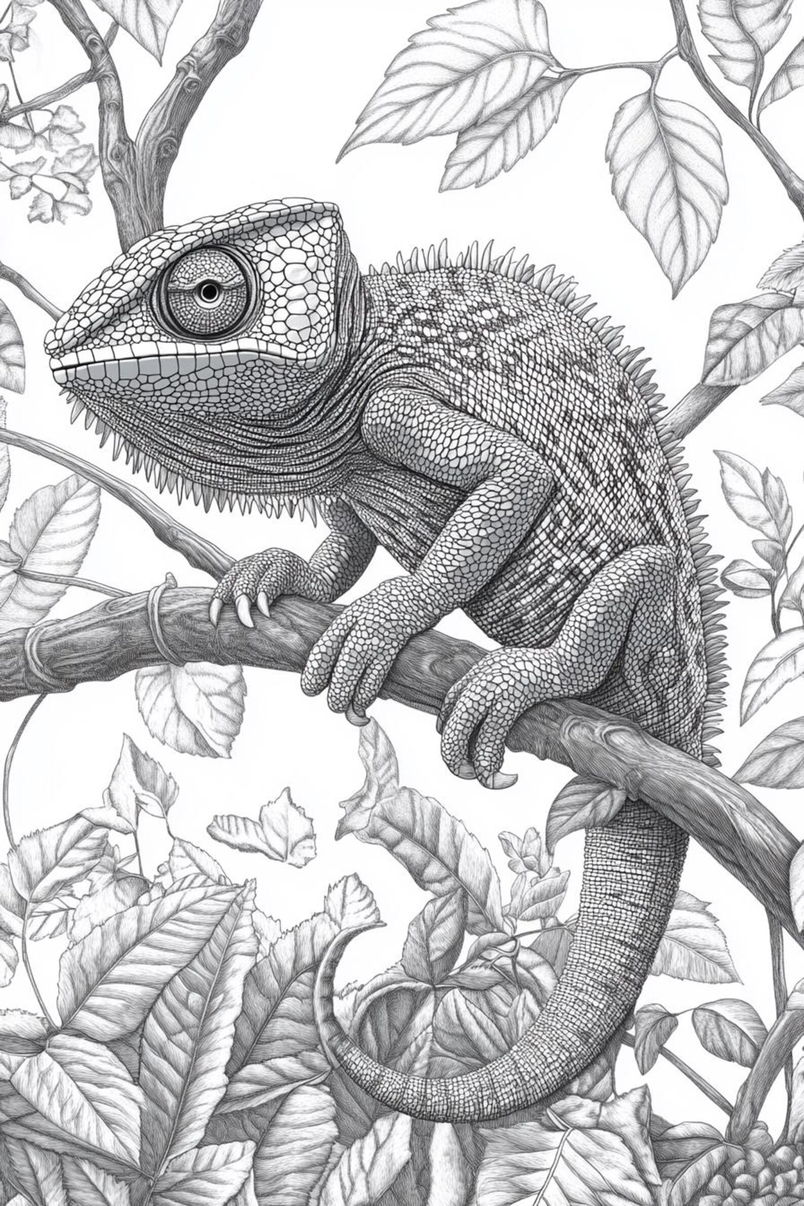40 Cameleon Coloring Pages for Adults,chameleon Coloring Book ...