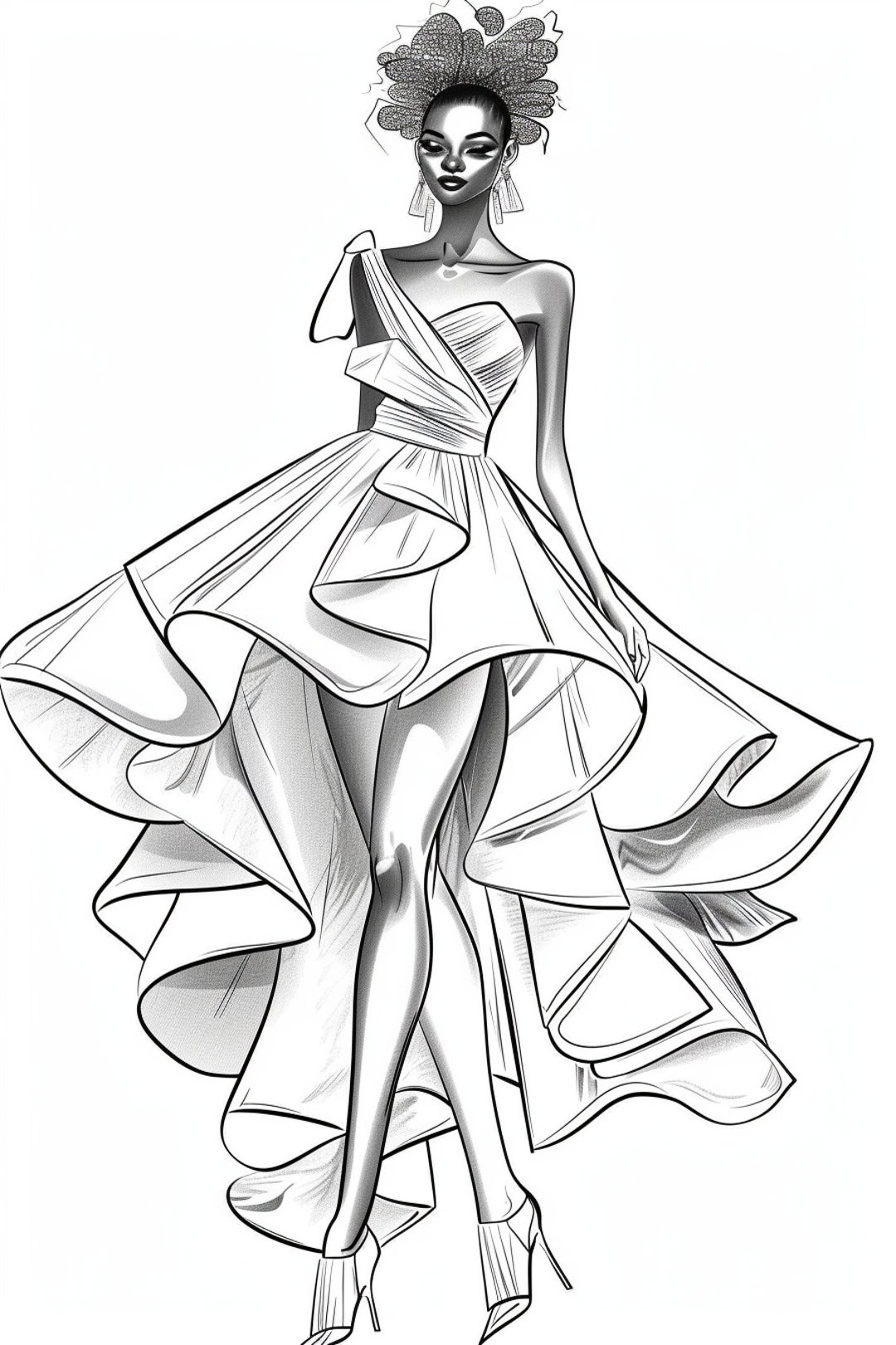 40 Black Beauty Fashion Coloring Pages, Black Women Fashion Coloring ...