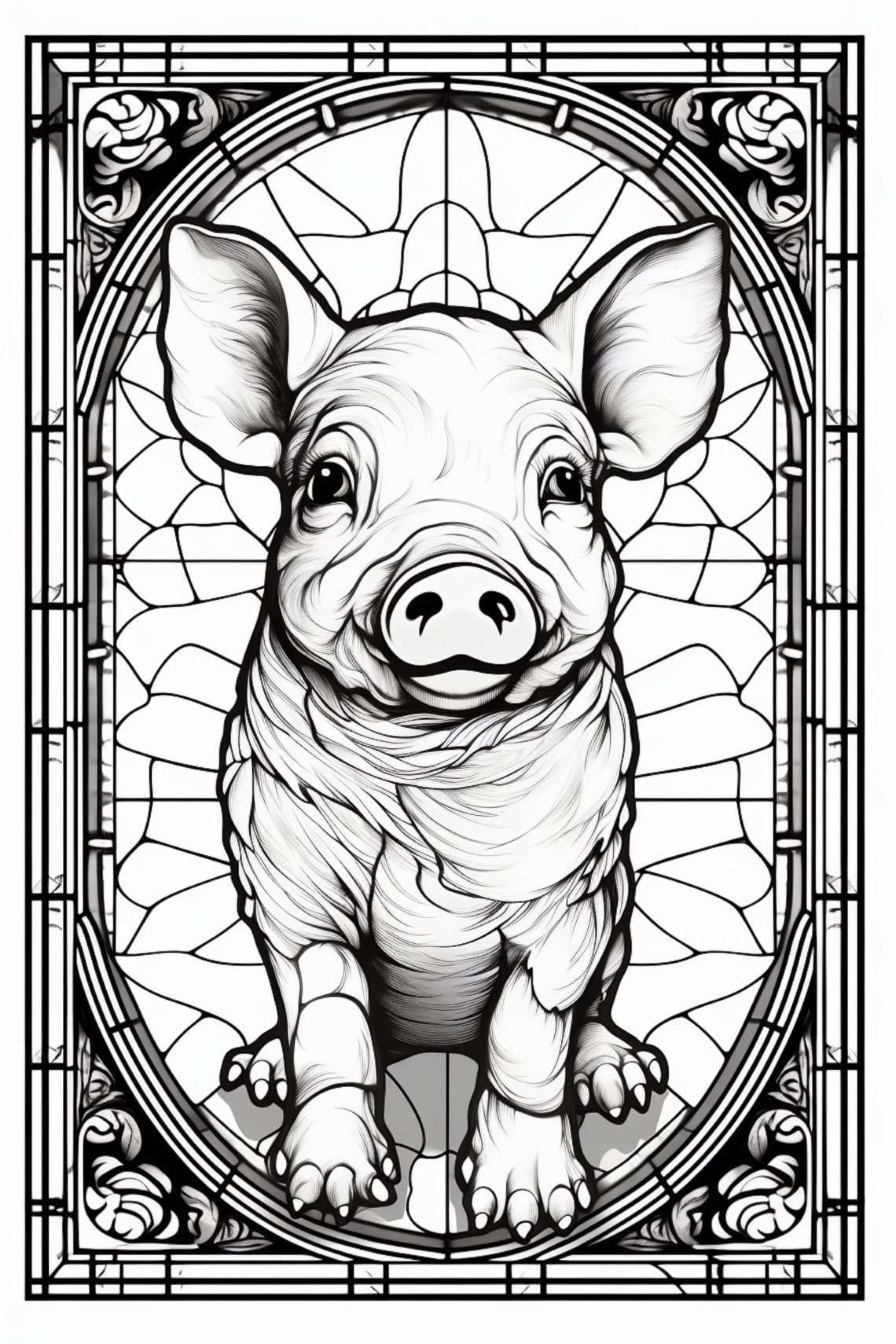 45 Stained Glass Animal Coloring Pages for Adults, Animal Coloring ...