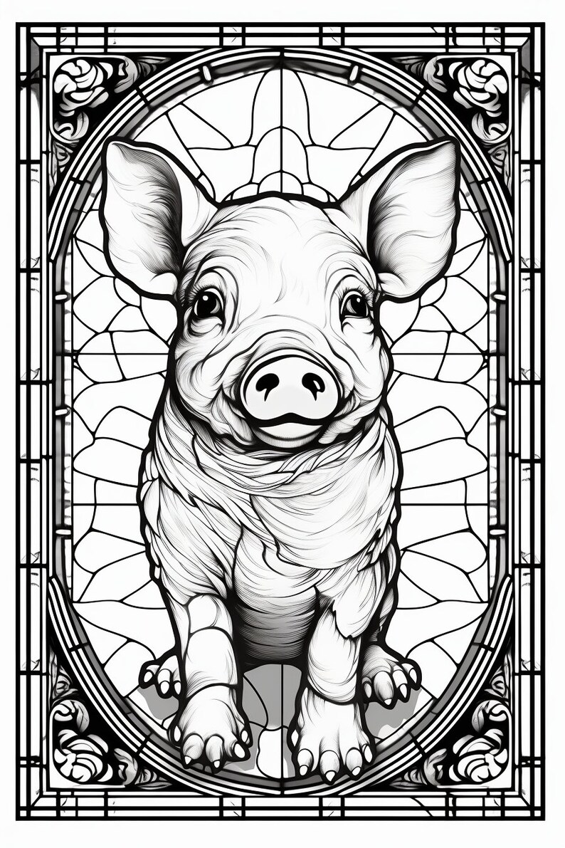 45 Stained Glass Animal Coloring Pages for Adults, Animal Coloring ...