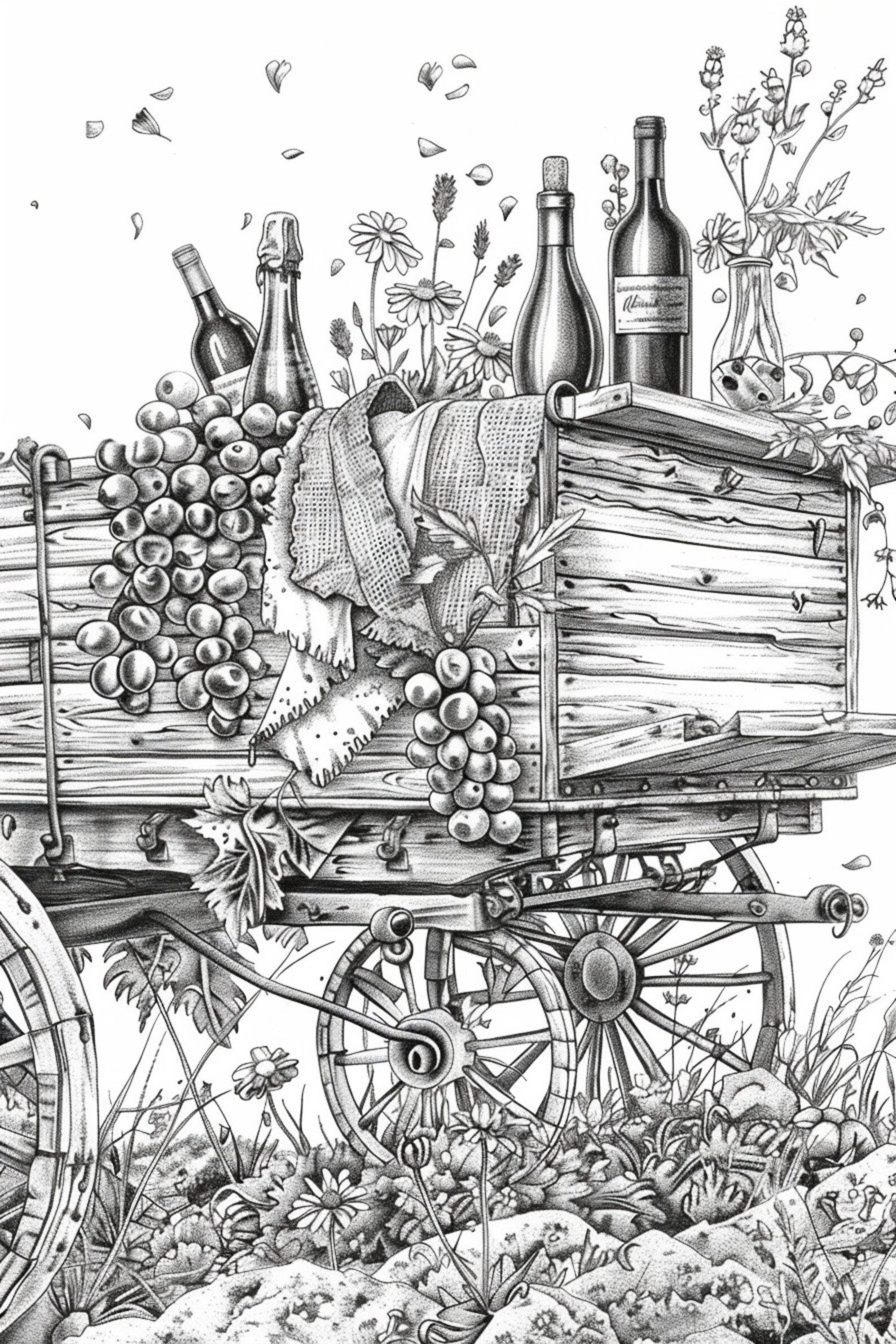 40 Wagons Coloring Pages,floral Wagon Coloring Pages for Adults and ...