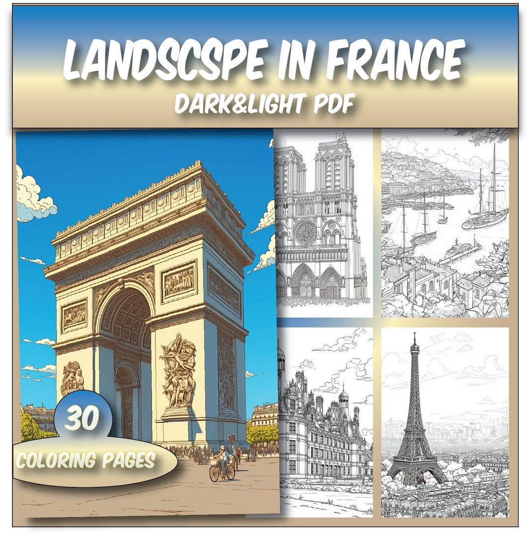 Coloring France: 30 Pages of Iconic Landscapes and Architectural ...