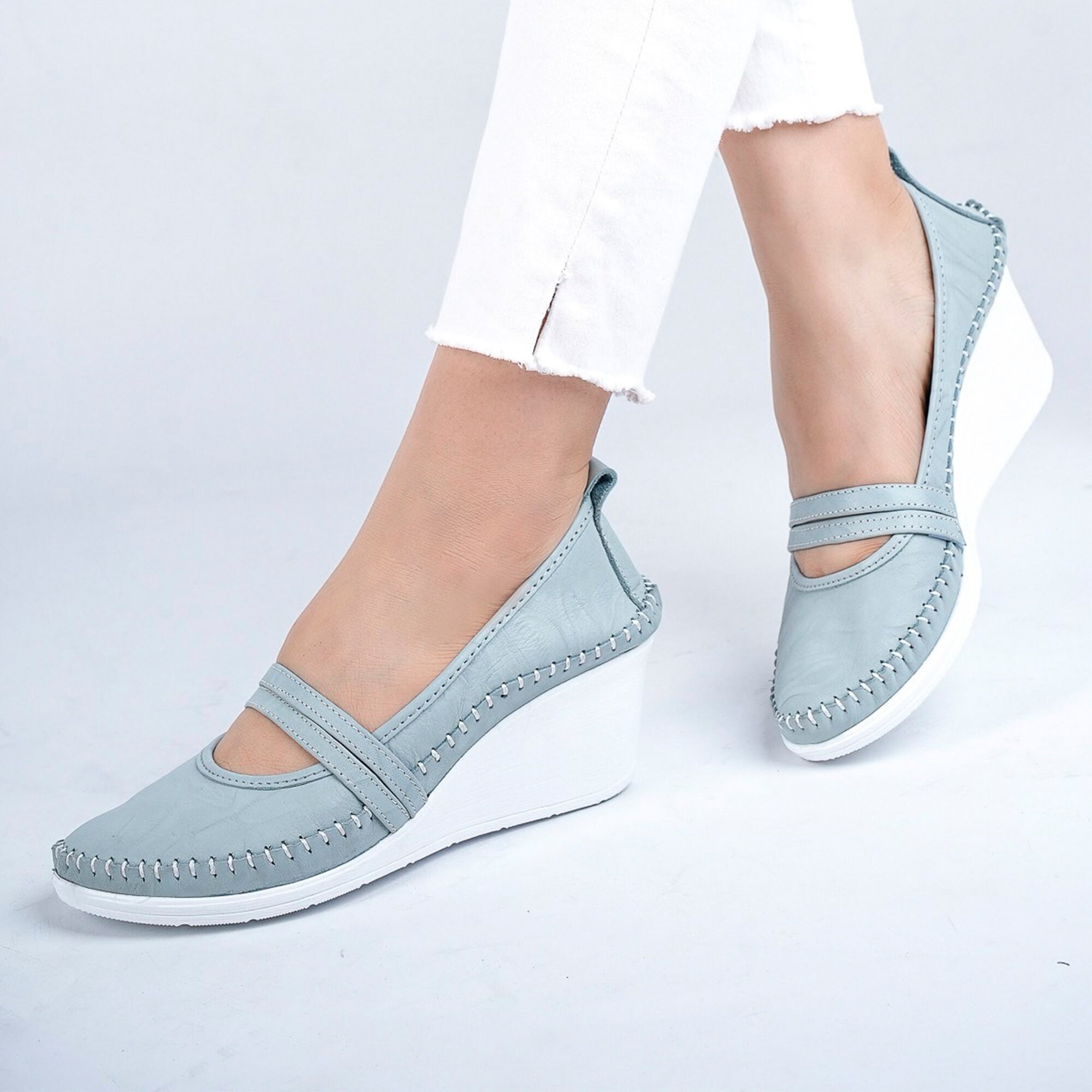 Light Blue Wedges Shoes