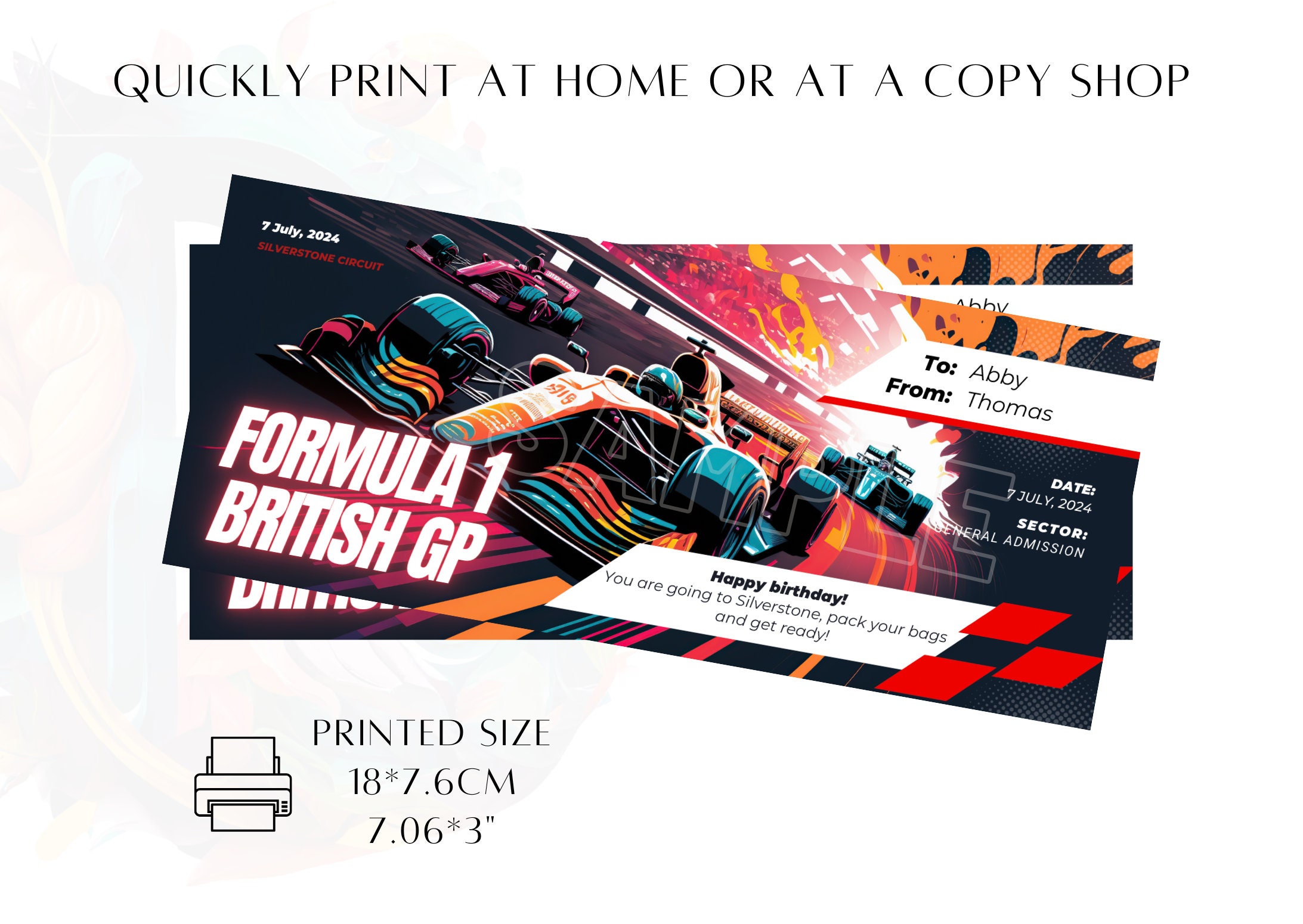 Editable Formula 1 Ticket British F1 Grand Prix F1 British GP Digital Template Surprise Gift ...