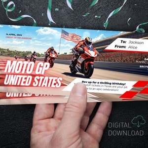 Editable Moto GP Ticket | US Grand Prix | Surprise Gift Ticket for a ...