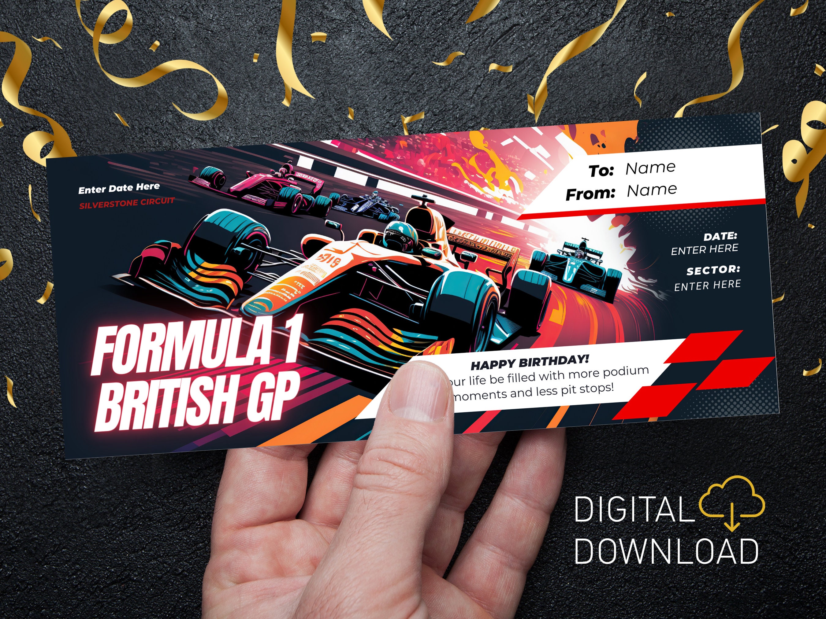 Editable Formula Ticket British Race Gp Digital Formula Template ...