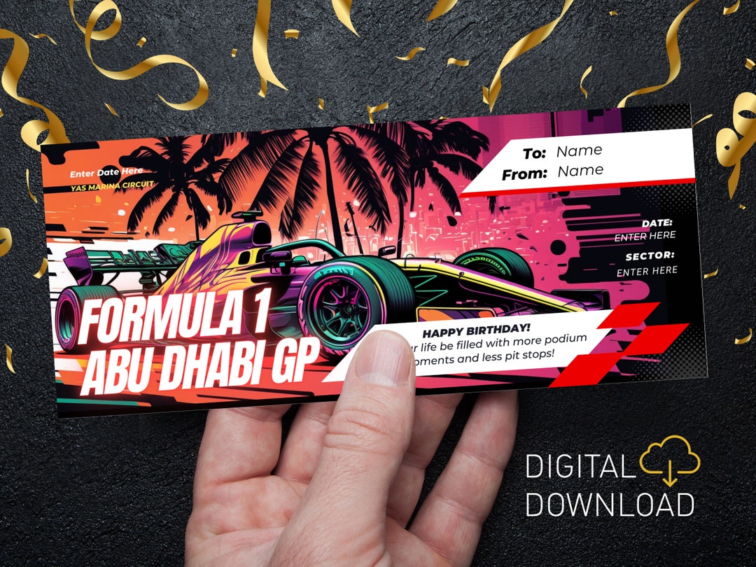 Abu Dhabi Race Ticket Template: Editable Formula 1 Gift (digital ...