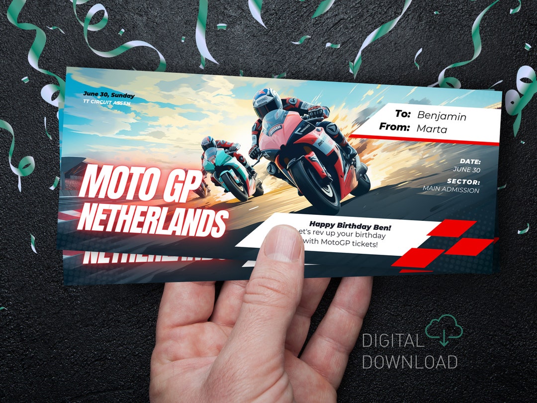 Editable Moto GP Ticket: Netherlands Grand Prix Surprise (digital ...