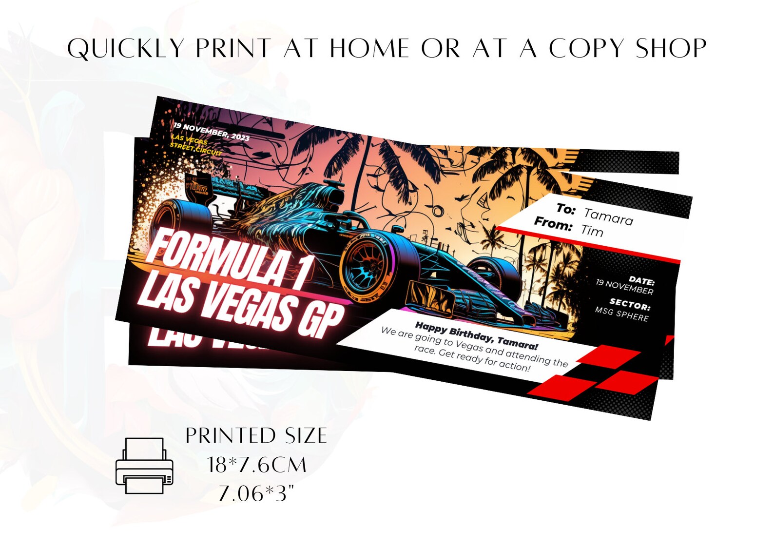 Las Vegas F1 Grand Prix Ticket: Custom Printable Gift (digital Download ...
