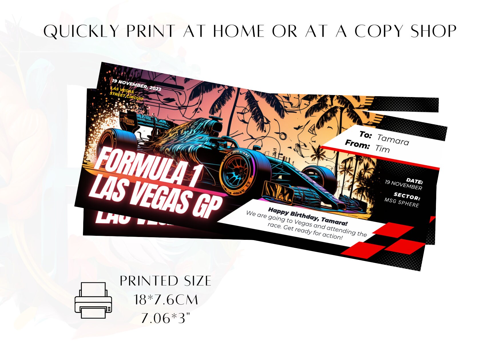 Las Vegas F1 Grand Prix Ticket: Custom Printable Gift (digital Download ...