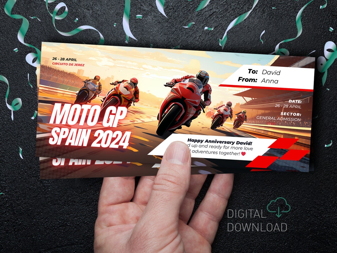 Editable Moto GP Ticket | Spanish Grand Prix | Surprise Gift Ticket for ...