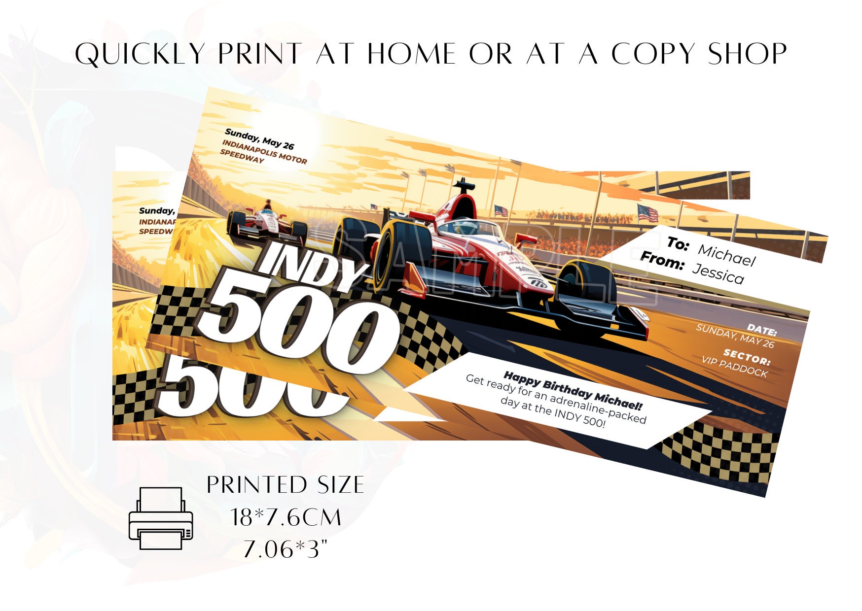 Editable Indy 500 Race Ticket: Custom Surprise Gift (digital Download ...