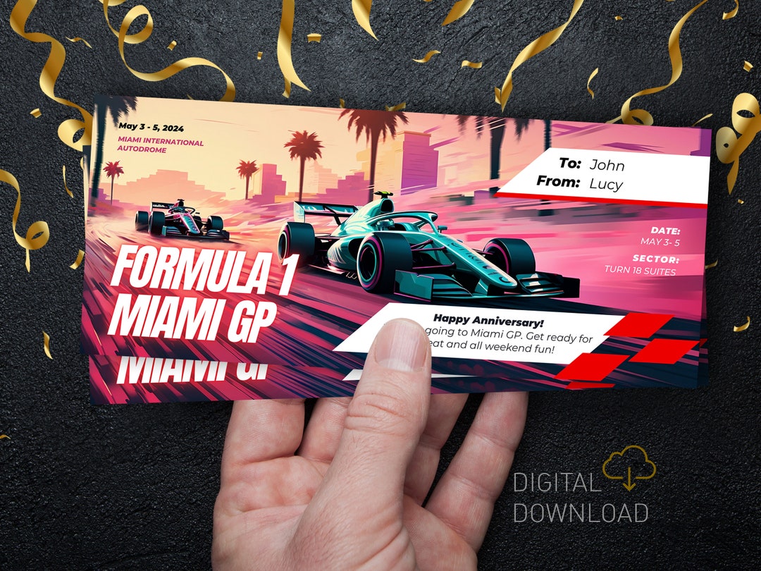 Editable Formula Ticket | Miami Race Grand Prix | F1 Miami GP Digital Template | Surprise Gift ...