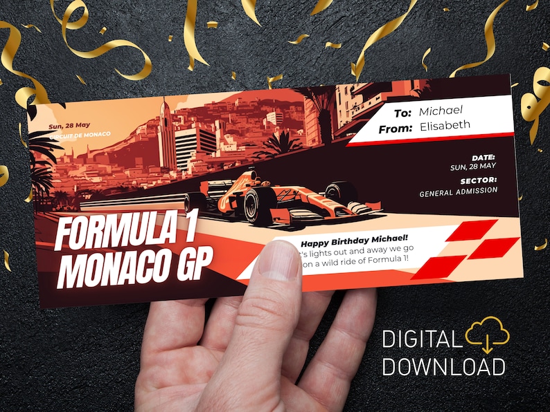 Editable Formula Ticket Monaco Race Gp Custom Formula Digital Template ...