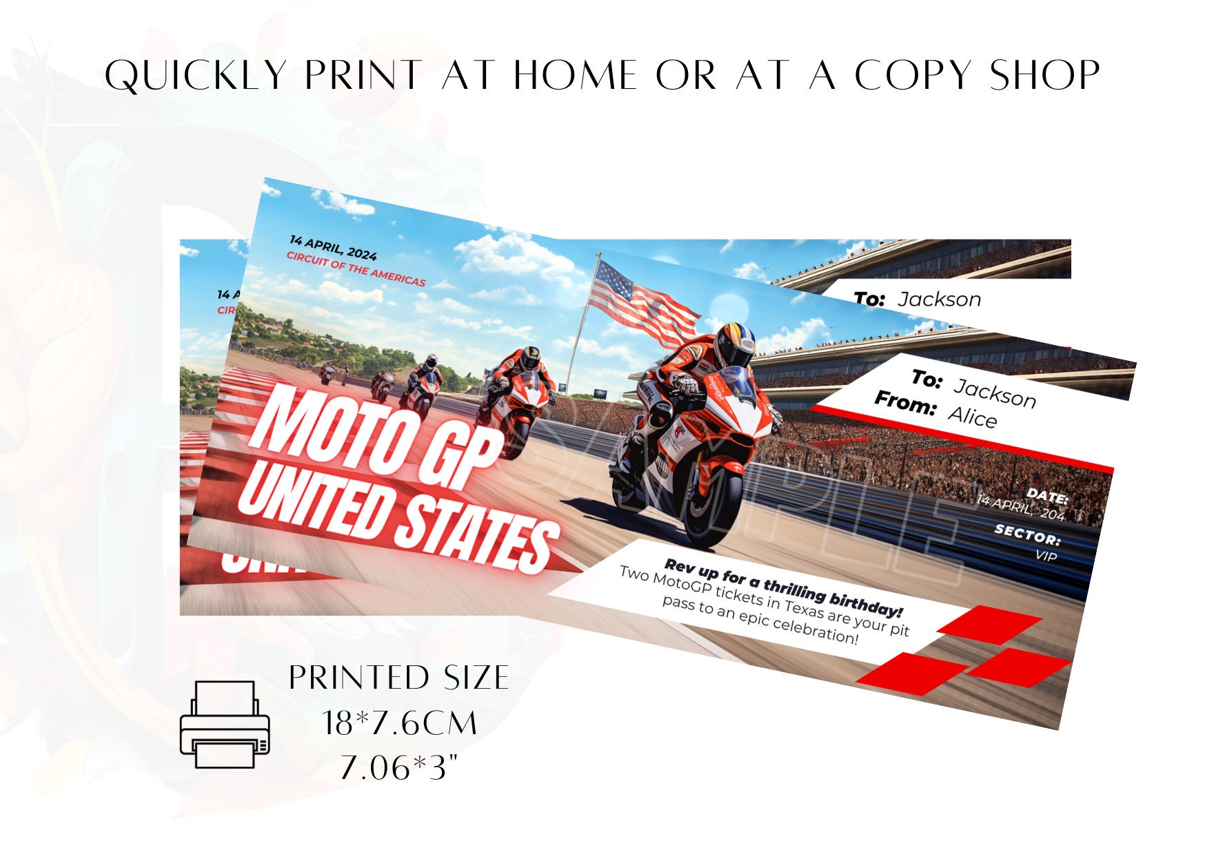 Editable Moto GP Ticket US Grand Prix Surprise Gift Ticket for a Moto ...