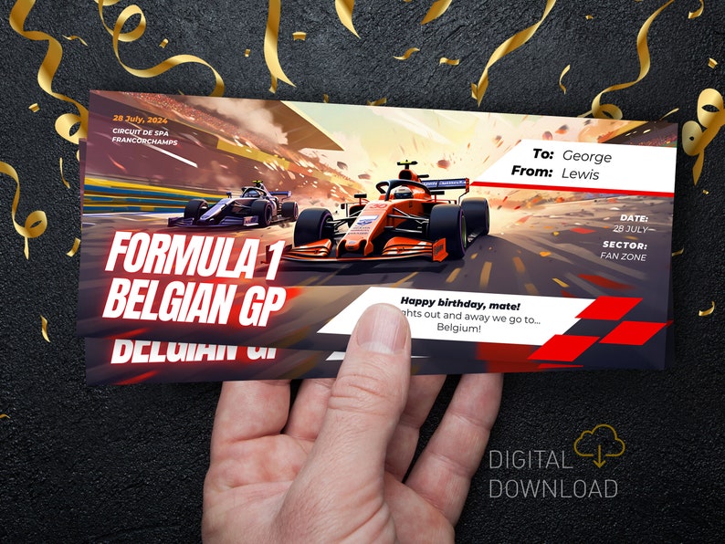 Boleto de Fórmula 1 editable / GP de Bélgica / Plantilla digital de ...