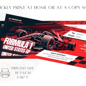 Editable F1 US Grand Prix Ticket: Printable Surprise Gift (digital ...