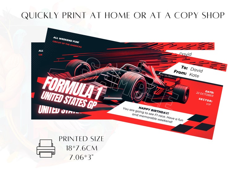 Editable Formula Ticket F1 US Grand Prix Custom F1 Digital Template Surprise Gift Ticket for a ...