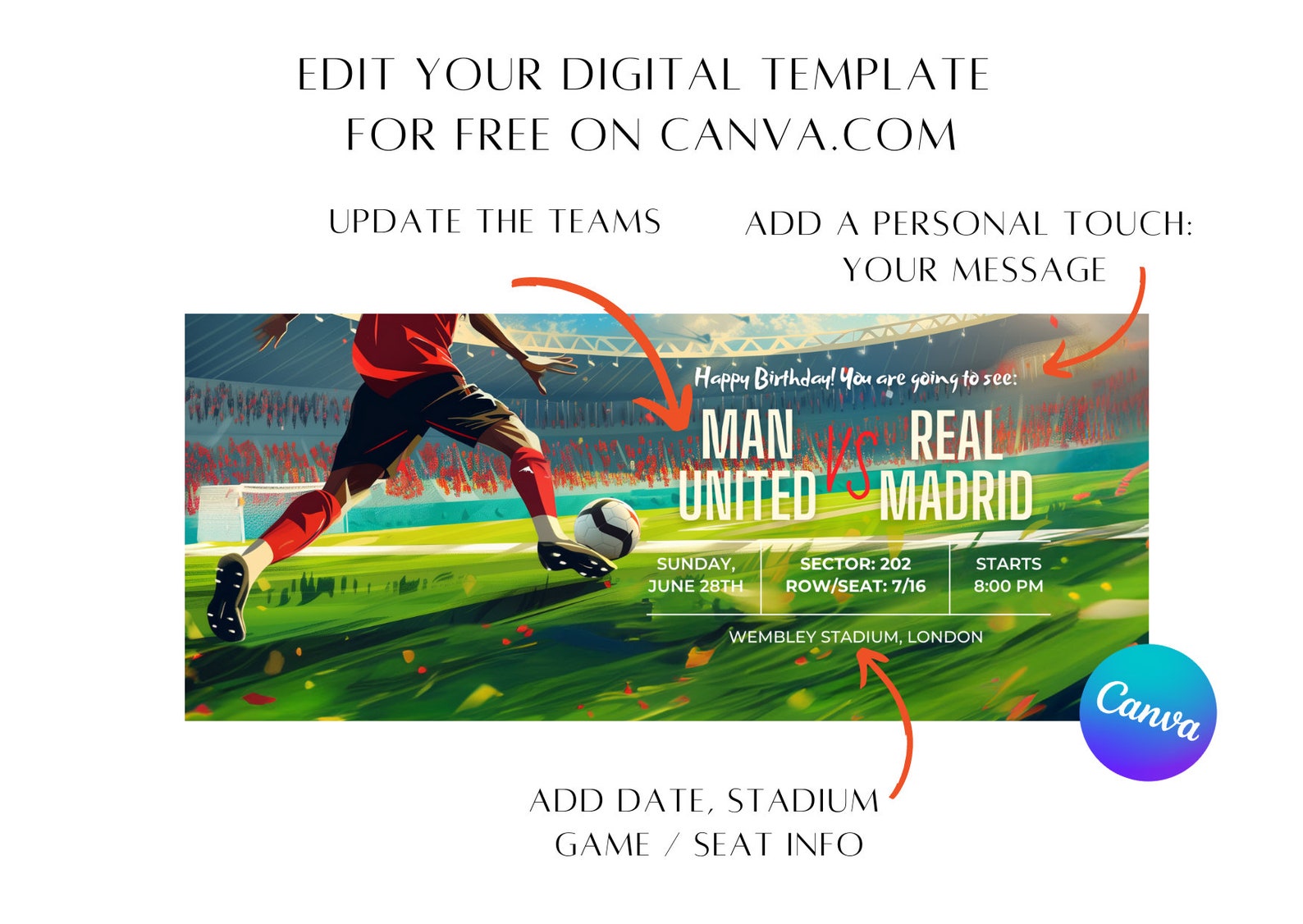 Custom Football Game Ticket: Surprise Sports Fan Gift (digital Download ...
