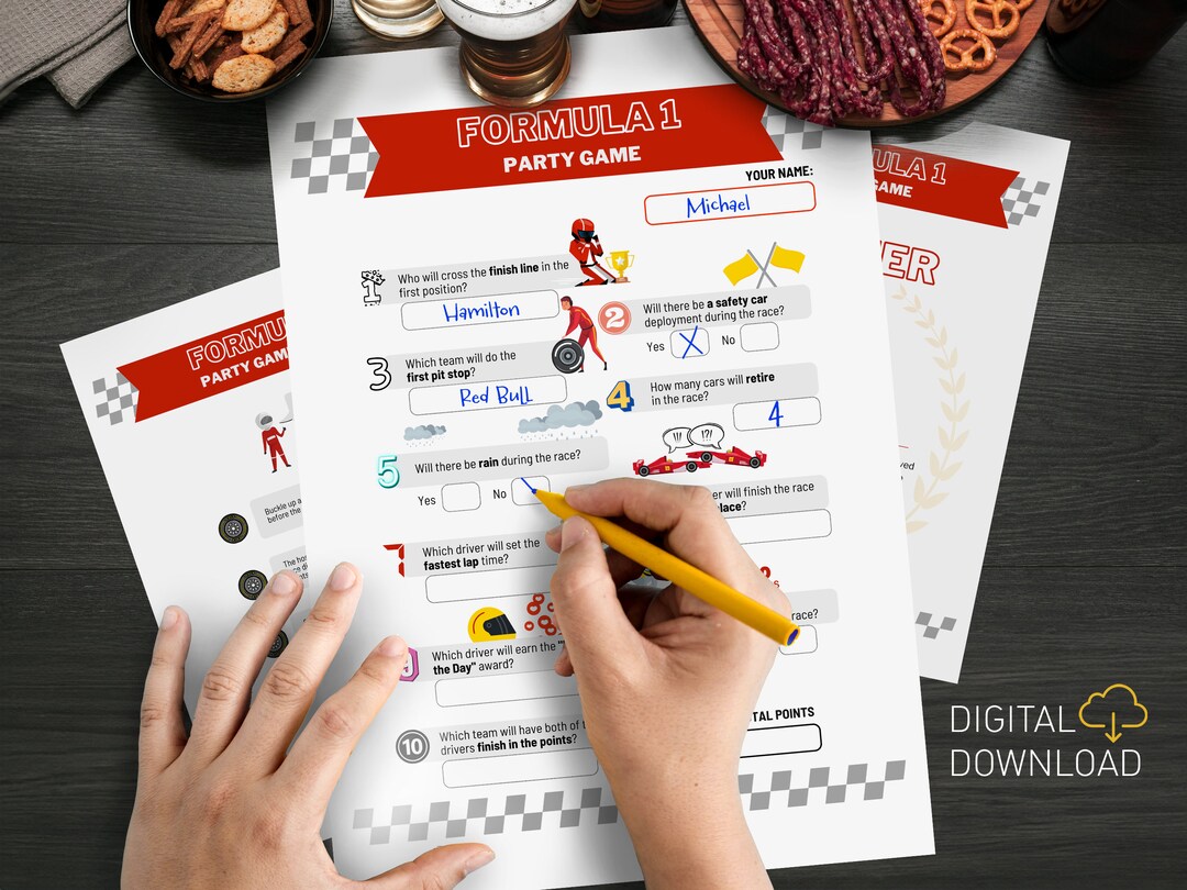 Formula 1 Race Party Game: Printable Trivia (digital Download) - Etsy